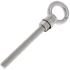 E-Rigging 5/8" x 6" Stainless Steel Shoulder Eye Bolt, Threaded Lifting Ring, Marine Grade, Type 316 Stainless Steel Eye Hook for Railings, Outdoor Lighting, DIY Projects, Docks and Boats