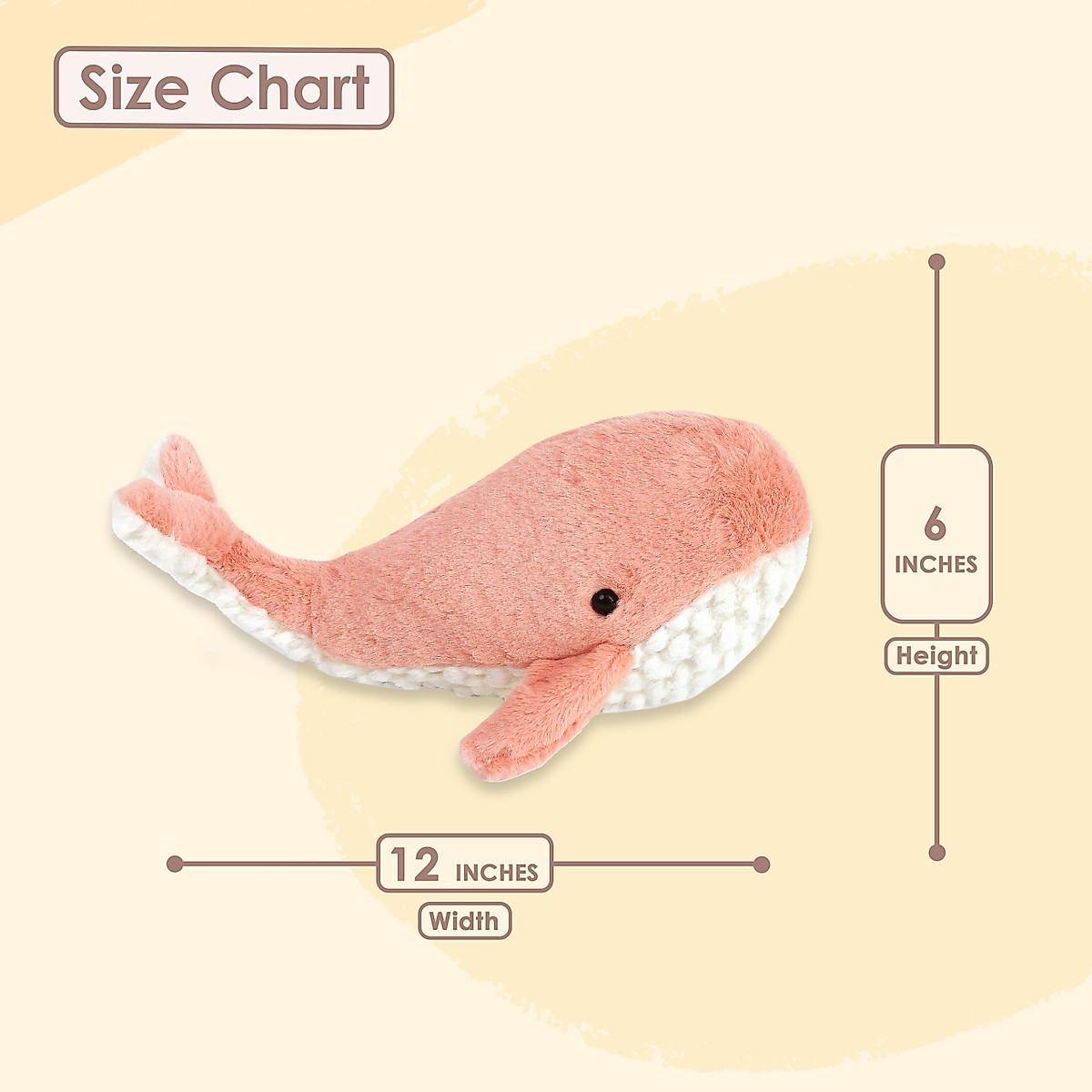 MON AMI Coral The Whale Stuffed Animal – 12”, Whale Plush Toy, Use as Toy or Nursery Room Décor, Great for Kids of All Ages, Ocean Animals