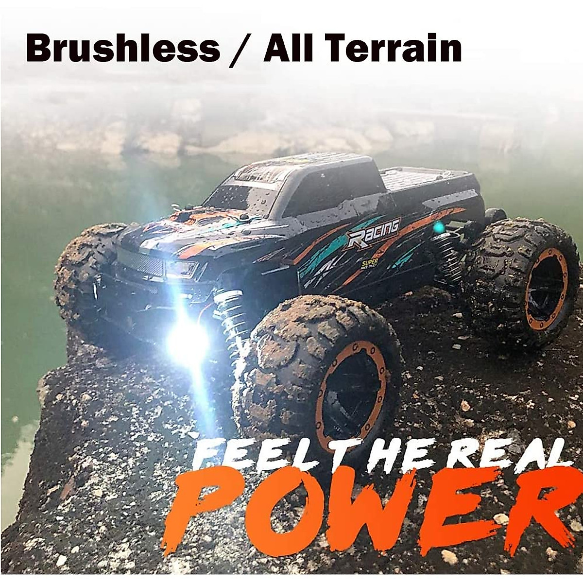 GoolRC 16889A RC Car, 1:16 Scale Remote Control Car, 4WD 45KM/H High Speed RC Truck with Brushless Motor, 2.4GHz All Terrain Off Road Rock Crawler, Electric Vehicle Toy for Adults Kids (Orange)