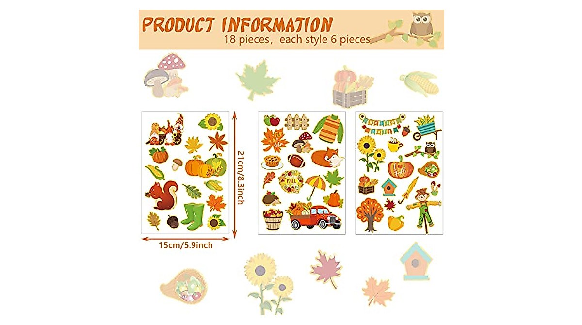 288 Fall Temporary Tattoos for Kids - Fun Autumn Stickers