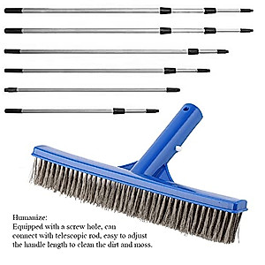 LIYJTK 10" Stainless Steel bristled Pool Brush, Pool Brush with Handle for Cleaning Pool Walls, Tiles, Floor to fit Most Poles