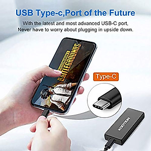 KOOTION 500GB External Portable SSD USB-C Solid State Flash Drive for Laptop/MacBook/Game Console, Mini Aluminum USB 3.1 External Hard Drive, Up to 540MB/s, Black, 500GB