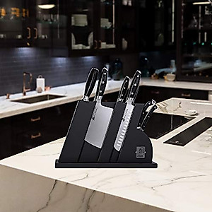 TUO Knife Set - 8 Pcs Kitchen Knife Set with Wooden Block - German HC Stainless Steel Chef Knife Set - Ergonomic Pakkawood Handle - BLACK HAWK SERIES with Gift Box