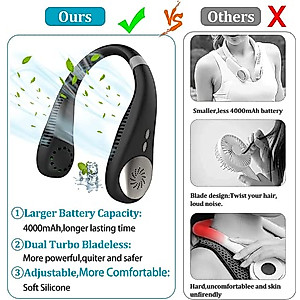 NiUB5 Neck Fans Portable Rechargeable - Personal Fans for Your Neck ,Upgraded Bladeless Cooling Neck Fan