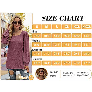 Womens Fall Clothes Trendy Long Sleeve Square Neck Tops 2024 Grey Blue L