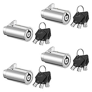 4 Pcs Vending Machine Lock with Tubular Keyway Fits Most T Handle Locks (Keyed Alike) High Security Vending Machine Lock with Keys for Candy Snack Soda Pepsi Machine