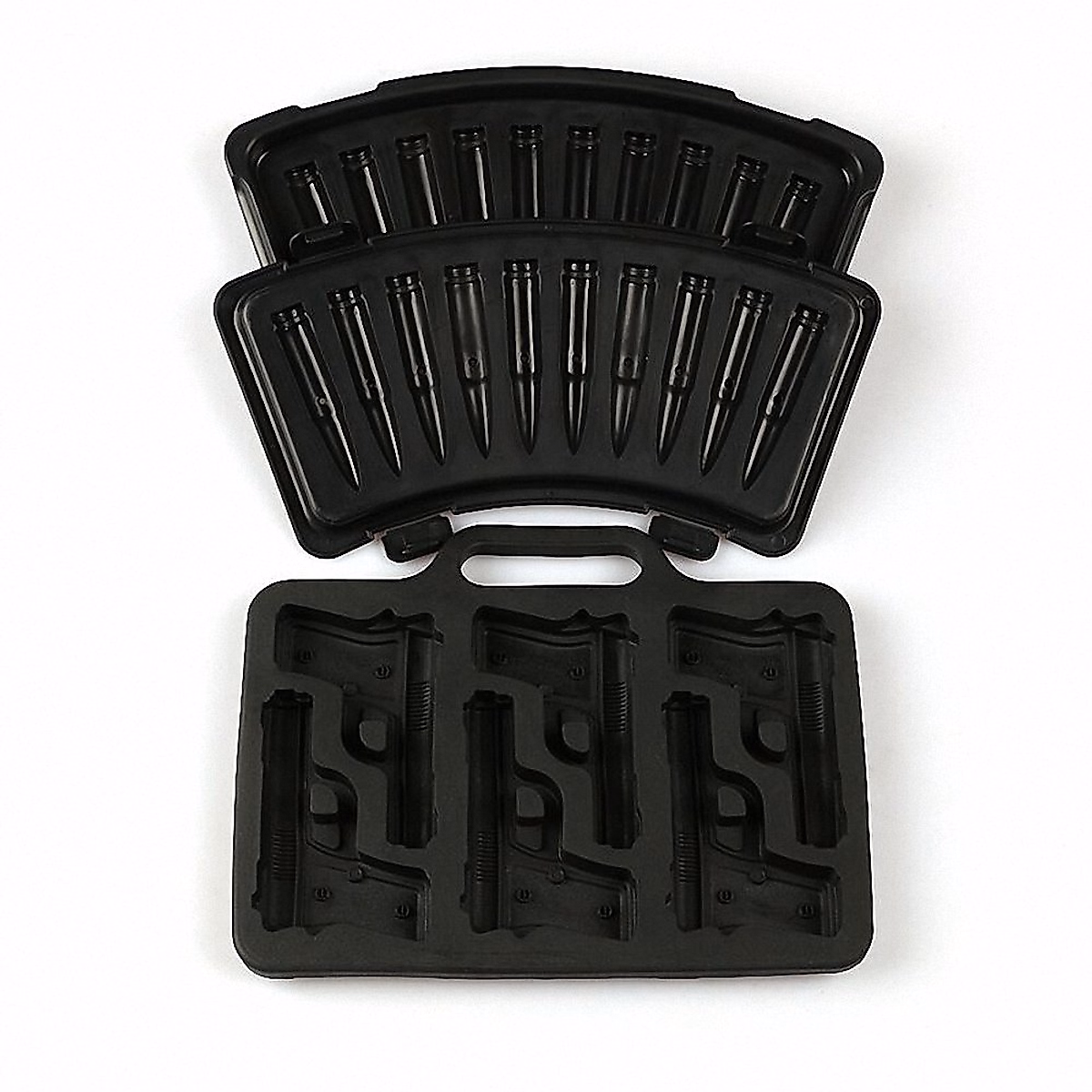 MoldFun 2-Pack Handgun and Bullet Ice Cube Trays Set - Cool TPR Pistol and AK47 Bullet Maker Molds for Whiskey Cocktails Ice Cubes, Chocolates, Jello Shots