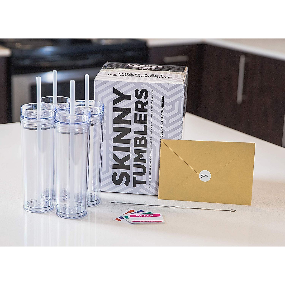 STRATA CUPS BUNDLE! 4 Pack 16 oz Transparent Acrylic Tumblers with Lids and Straws + 4 Pack 16 oz Matte Pastel (Seafoam) Acrylic Tumblers