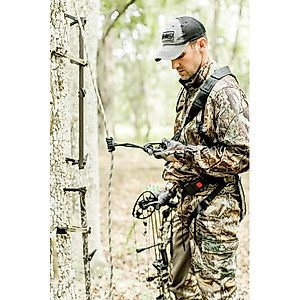 Reflective Safety Rope for Tree Stand - 30ft Premium Treestand LifeLine Rope Hunting - Safety Harness Lifeline Rope. Treestand Safety Harness Rope Camo with Prusik knot life line and Carabiner