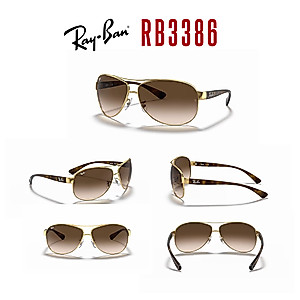 Ray-Ban RB3386 001/13 67M Arista/Brown Gradient Round Sunglasses For Men For Women + BUNDLE with Designer iWear Eyewear Kit