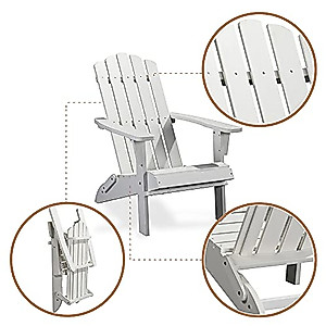 PolyTEAK Folding Adirondack Chair, Premium Weather Resistant Poly Lumber, Outdoor Patio Furniture, Up to 300 lbs, Plastic Adirondack Chairs for Patio Garden Fire Pit, Classic Collection - White