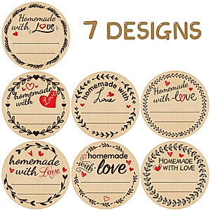 500Pcs Homemade with Love Stickers with Lines Jar Canning Labels for Baked Packaging Cookie Bags Roll 2”