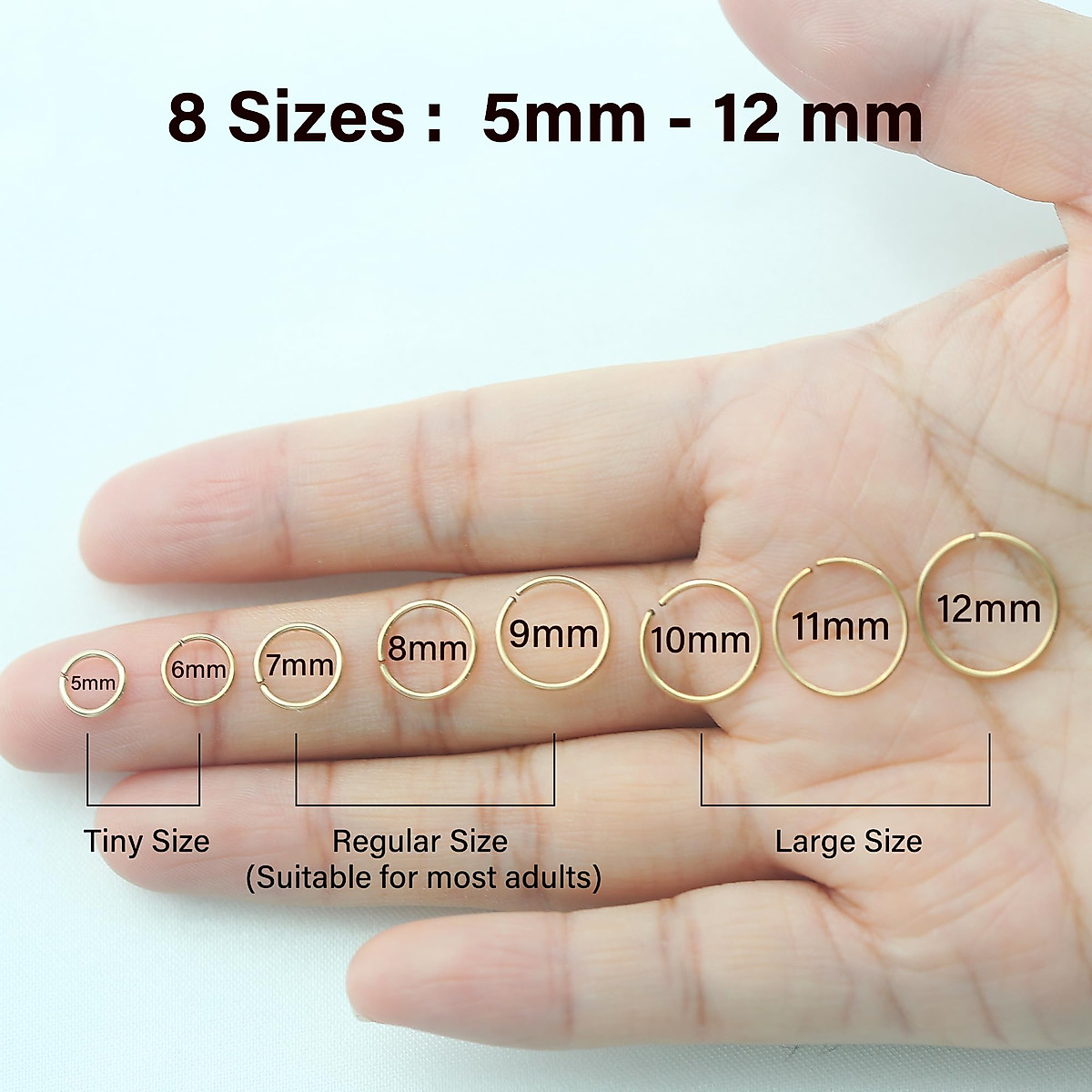 Thin Nose Rings Hoops for Women/Men,Tiny Small Silver Nose Rings 22g for Nose Piercings (1pc - 22 gauge - 7mm,925 Sterling Silver)