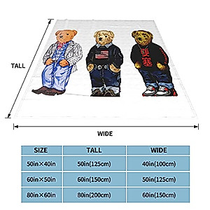 Boutique Throw Blanket -Bro Polo Bear Super Soft Fleece Throw Blankets,Fuzzy Plush Blanket Oversized,Thin Lightweight Blanket for All Season 80"x60" Adult