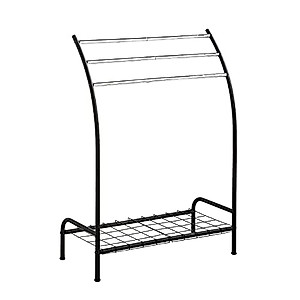 SunnyPoint Freestanding 3 Hanging Bar Towel Rack with Bottom Shelf (BLK)