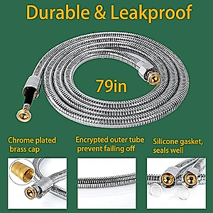 Filtered Shower Head, 3 Settings Shower Heads with Handheld Spray, High Pressure Shower Head with Hose 79" Extra Long Shower Hose & Holder, Purifying Filtration 7 Natural Crystalya Stone Beads