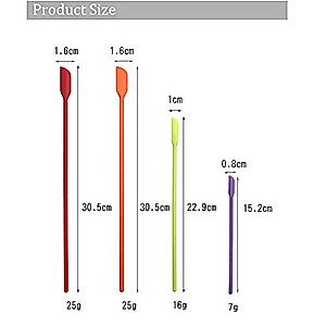 Mini Spatula Silicone Small for Makeup Spatula- Thin Jar Spatula ，for Thin Jar/Kitchen Bottles/Cosmetic Bottles 4Pack (Multicolor)