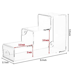 MyGift Clear Acrylic Display Wall Shelf - 3 Tier Staircase Cascading Floating Shelf Figurine and Collectible Display Case