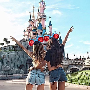 FANYITY Mouse Ears, Sequin Mouse Ears Headband for Boys Girls Women (Red)