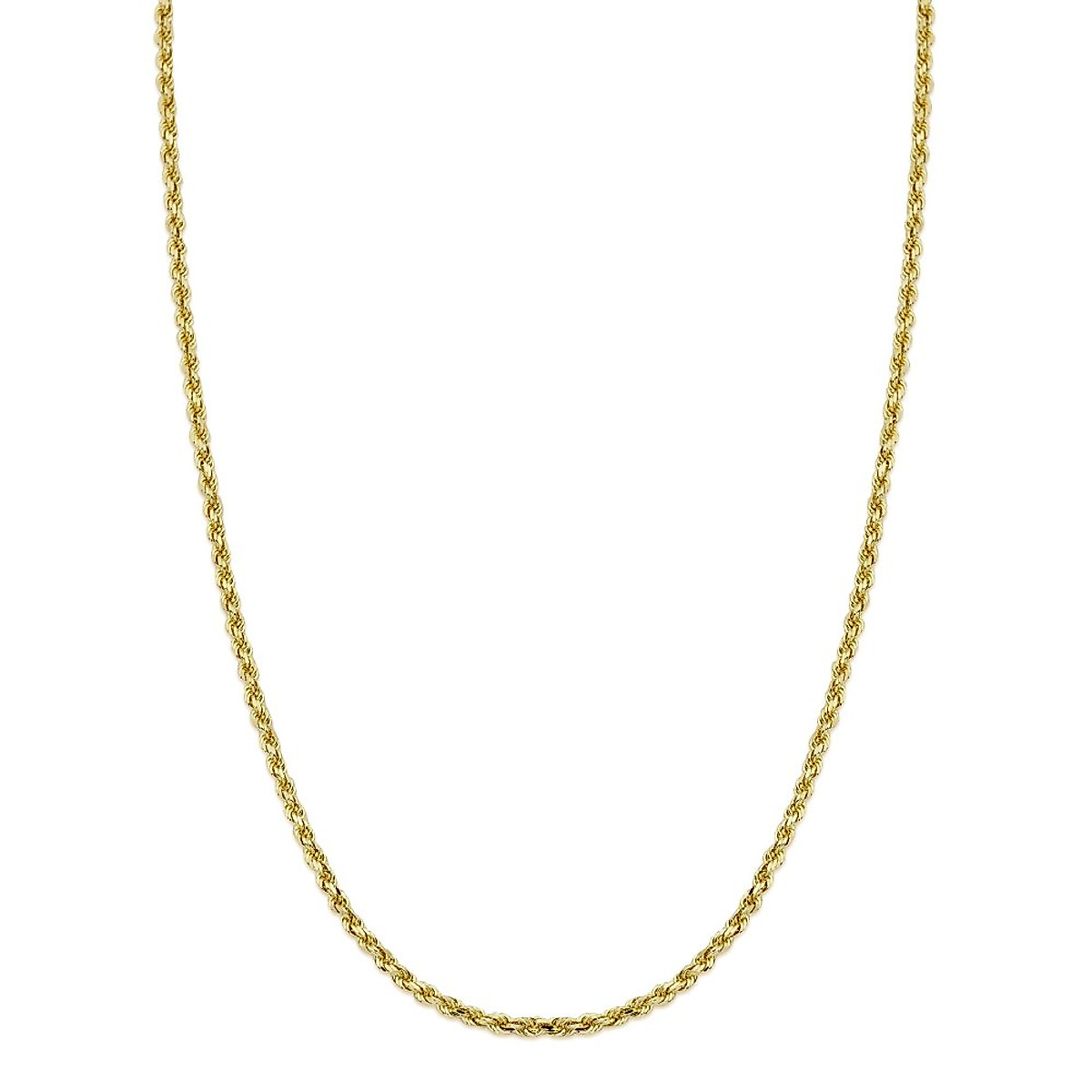 14K Yellow Gold 3mm 26" Solid Diamond Cut Rope Chain Necklace with Lobster Lock