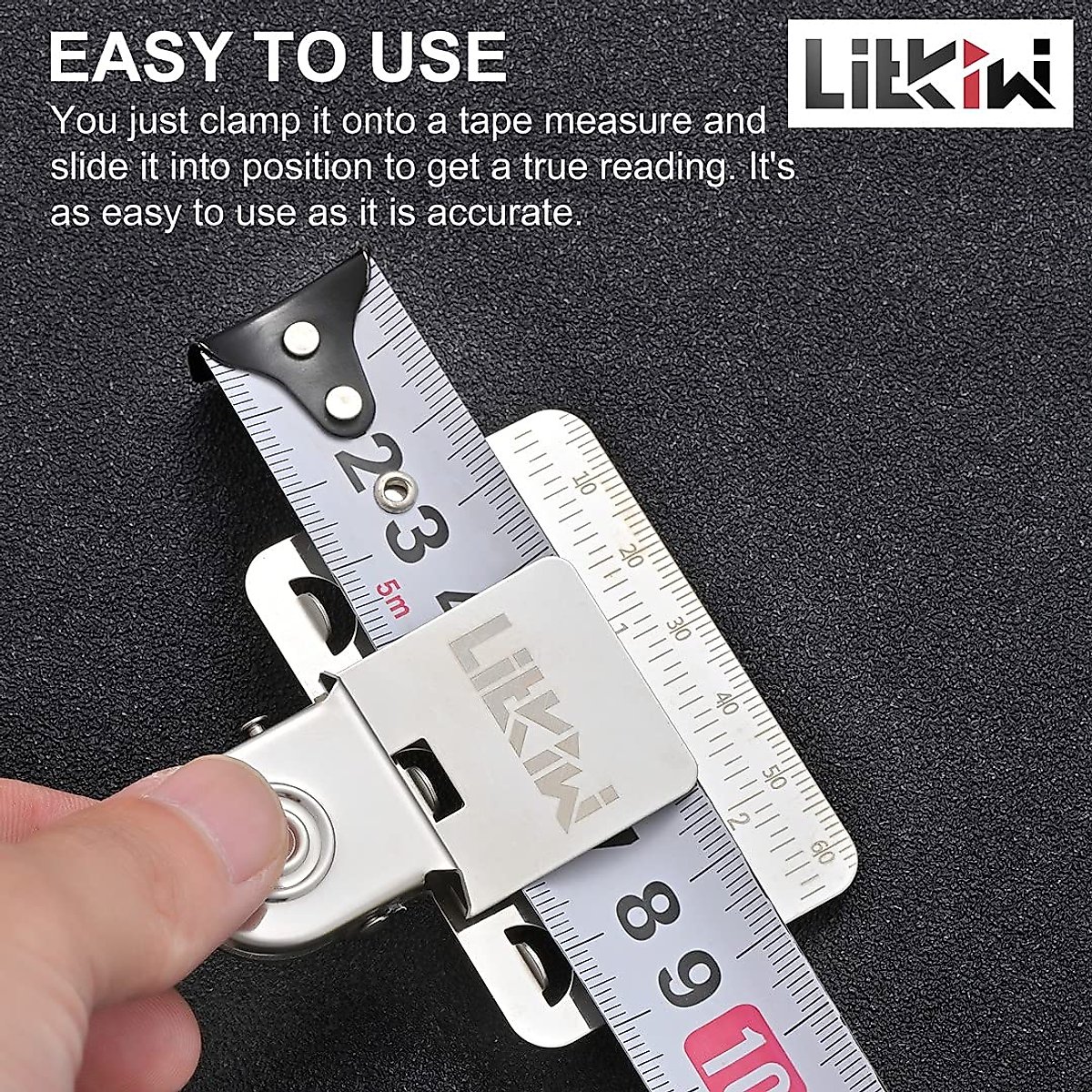 LitKiwi 2PCS Double Scale Measuring Tape Clip,304 Stainless Steel Corner Measuring Tool,Tape Accurately Position Measure Tool,Fixed Point Measurement,Corners Clamp Precision Marking Tool