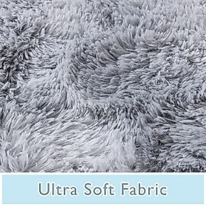 ST. BRIDGE Soft Fluffy Hexagon Rugs for Princess Tent Kids Play Castle, Cute Tie-Dye Grey Washable Rug for Baby Nursery Kids Room Decor, Non-Slip Shag Carpet for Girls Bedroom Playroom,Diameter 4.6 ft