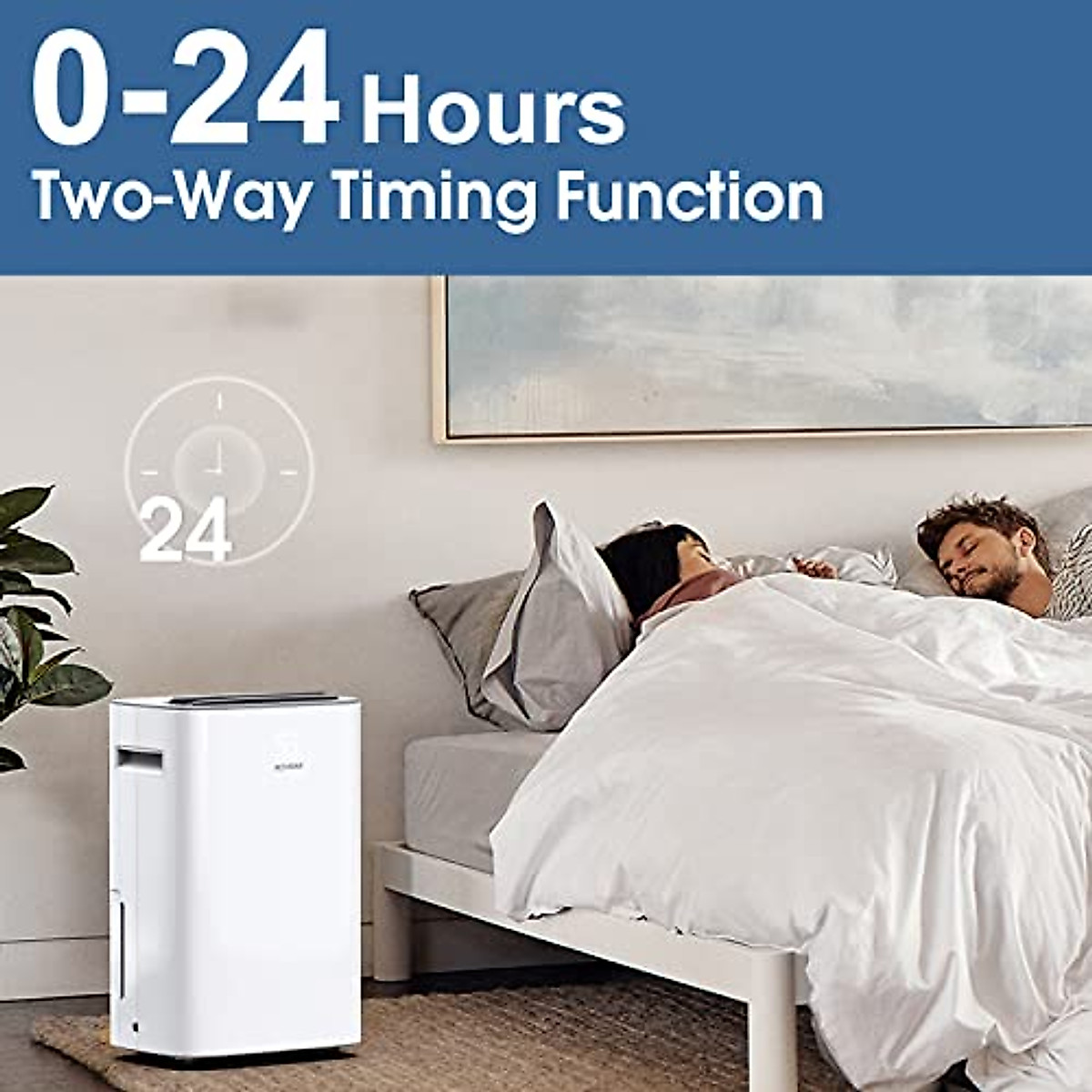 ROVRAK 50 Pint 3500 Sq. Ft. Dehumidifier 3 Modes Adjustable Household Dehumidifier, with Auto or Manual Drainage and 0.66 Gallon Water Tank Capacity for Living Room Wardrobe Garage