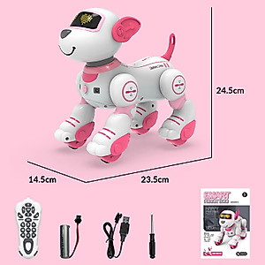 STEMTRON Programmable Remote Control Robot Cat Robot Dog for Kids, Interactive Robotic Dog Robotic Cat, Robo Dog Robo Cat, RC Robot with Touch Sensing, LED Eyes, Dance & Music