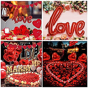 Valentines Day Decoration 1000 Red Rose Petals 50 Heart Candle 20 Heart Balloons LOVE Balloon for Anniversary Wedding Birthday Party Decor Romantic Decorations Special Night for Him Her