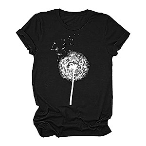 What is My Balance on My Account,Short T Shirt Women Casual Sunflower Printing Shirts Round Neck Short Sleeve Tee Tops Tunic Blouse Womens (B-Black, XXL)