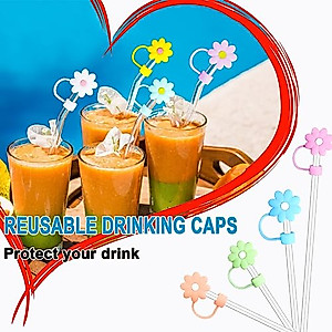 EXQUILEG Straw Covers Cap Fit for Stanley Cup, 8Pcs Silicone Flower Straw Toppers Compatible for Stanley 30&40 Oz Tumbler, 10mm Drinking Straw Tip Covers Fit for Stanley Cups Accessories