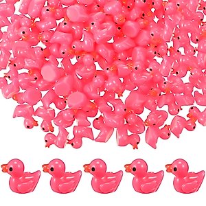 150 Pcs Mini Resin Ducks Pink Tiny Ducks Miniature Ducks Bulk Small Plastic Duckies Figures for Valentine's Day Office Home Hide and Seek Prank Game Craft Dollhouse Party Favors Gift