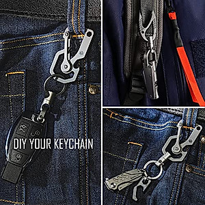 KeyUnity KM13 Swivel Keychain with D Ring Key Shackle, Titanium Rotatable Key Organizer