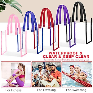 20 Pack Clear PVC Bags Stadium Approved Clear Tote Bag with Handle Reusable Clear PVC Gift Bags Tote Bags for Shopping Wedding Baby Shower Party, 10 x 10 x 4 Inch