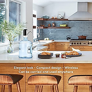 TBZWater Pump 5 Gallon Water Dispenser with USB Charging Automatic Electric Portable for Use of 2-5 Gallons Bottles Ideal for Home Kitchen Office and Outdoors (Black)