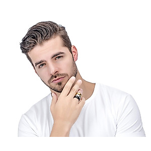 Jstyle Stainless Steel Rings for Men Wedding Ring Cool Simple Band 3 Pcs A Set (8 MM - width and size - 9)