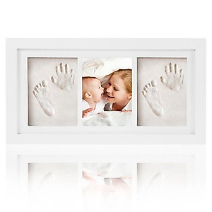 Baby Handprint & Footprint Picture Frame Kit, Pure Vie Gorgeous Keepsake Frame with Clay Imprint Kit - Memorable Keepsakes Gift for New Born Baby Shower or Christening Gift, Toddlers Birthday Presents