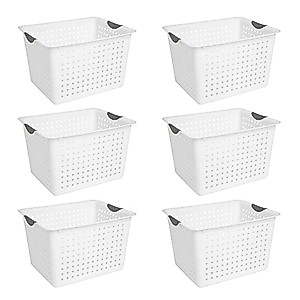 Sterilite Set of Ultra Plastic Storage Bin Baskets with Handles Including 6 Large and 6 Deep Containers for Household Organization, 12 Pack