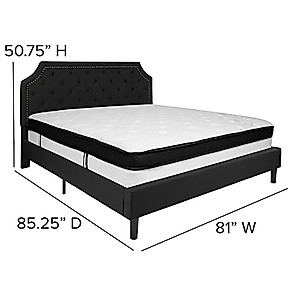 Flash Furniture Brighton King Size Tufted Upholstered Platform Bed in Black Fabric with Memory Foam Mattress