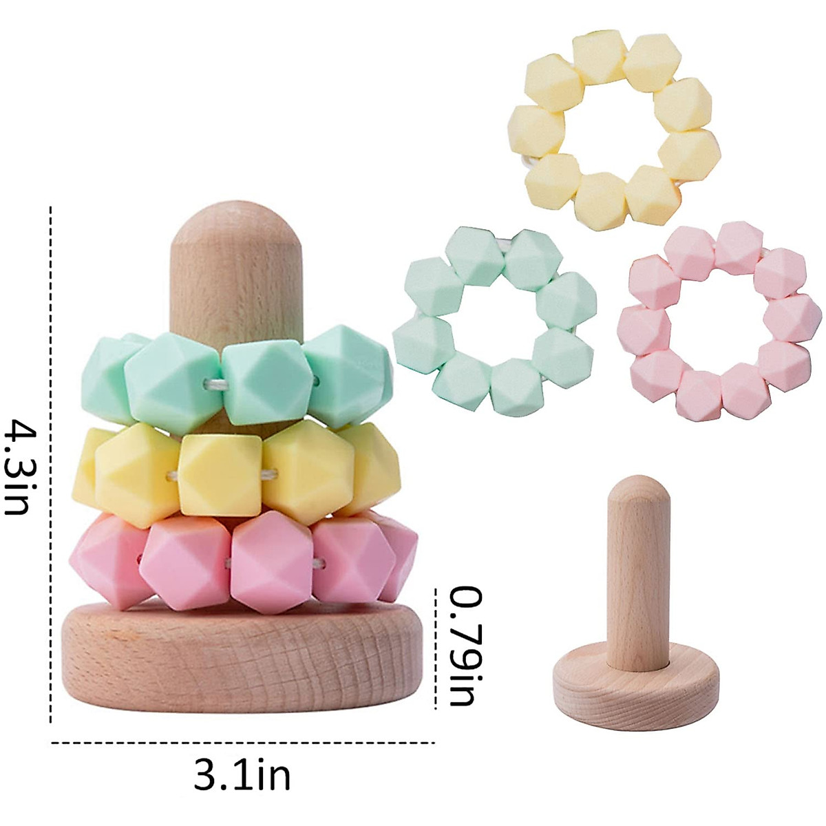 Baby Stacking Toys Silicone Stacking Ring Stacker Toddler Teething Toy Montessori Senses Educational Learning
