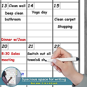 Large Dry Erase Calendar For Wall Monthly,24x36 Inch Big Vertical Blank White Board Calendar Fit to Narrow Wall,Giant Laminated Erasable 30 Day Schedule Planner Poster for Family,Office,Classroom