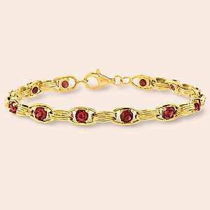Ross-Simons 3.40 ct. t.w. Garnet Oval-Link Bracelet in 14kt Yellow Gold. 7 inches