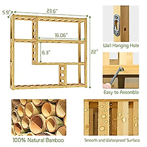 Epesoware Bathroom Bamboo Organizer 3 Tier Multifunctional Storage Rack Adjustable Wall Mounted Shelf Free Standing Plant Stands,Floating Shelves Over Toilet