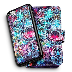 Vofolen 2-in-1 Case for iPhone 8 case iPhone 7 SE 2020 Wallet Card Holder Slot Detachable Strap Protective Slim Hard Shell Magnetic PU Leather Folio Pocket Flip Cover for iPhone 7 8 SE2 Mandala Purple