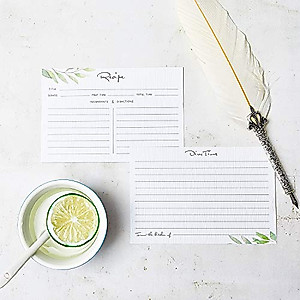 Greenery Bridal Recipe Cards Double Sided Kitchen Recipe Cards Sage Simple Green Recipe Cards Notecards for Wedding, Bridal Shower, Farmhouse, 4 x 6 Inch (Fresh Style,50 Pieces)