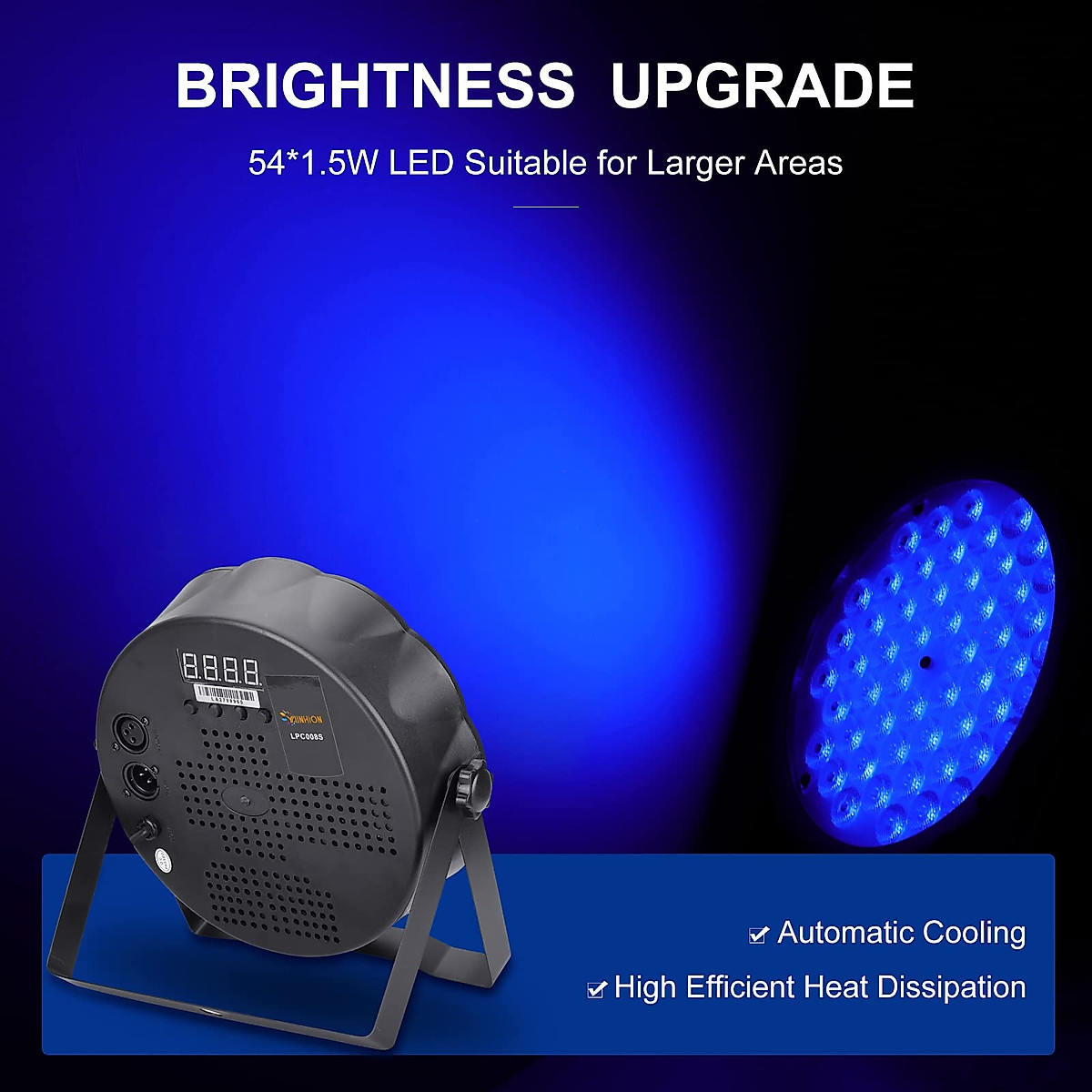 LED Stage Light 4Packs，Yunhion 90W Halloween RGB LED Par Light,9 Modes LED Uplight Party Light with DMX Sound Activated,Stage Lighting for Weeding Party Club Disco Strobe Par Light