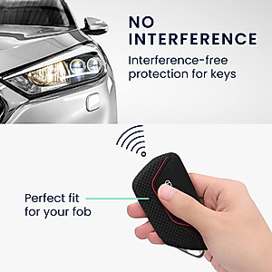 kwmobile Car Key Cover Compatible with VW Golf 8 3 Button Car Key Key Cover - Silicone Protective Car Key Fob Case - Black/Red