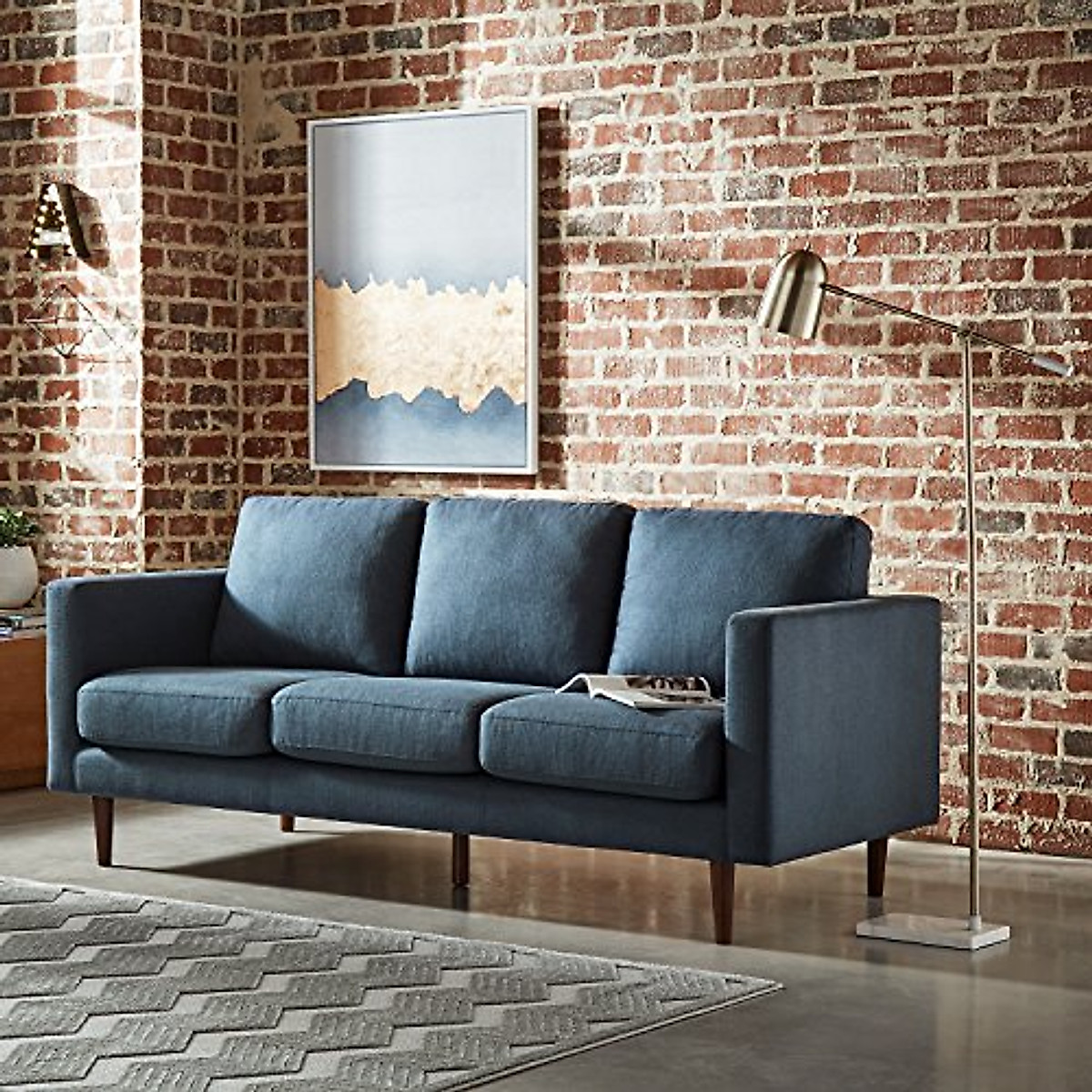Amazon Brand – Rivet Revolve Modern Upholstered Sofa Couch, 80"W, Denim Blue