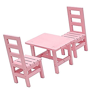 SM SunniMix 1/6 Doll Furniture, Wooden Square Chairs 3pcs/Set, Dollhouse Dining Room Living Room Decor, 12inch Doll Furnishings Model Toy, Pink