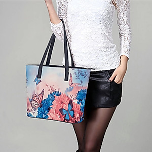Womens Handbag Chrysanthemum Butterfly Leather Tote Bag Top Handle Satchel Bags For Lady